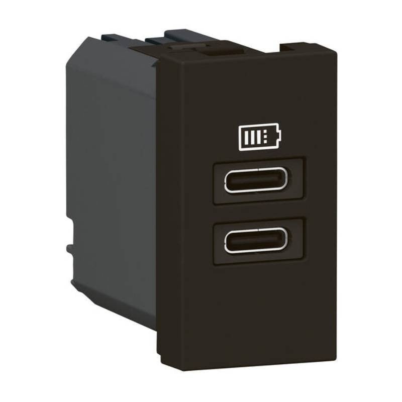Prise USB double type-C Mosaic Legrand - 3A - 15W - 1 module - Noir mat ...