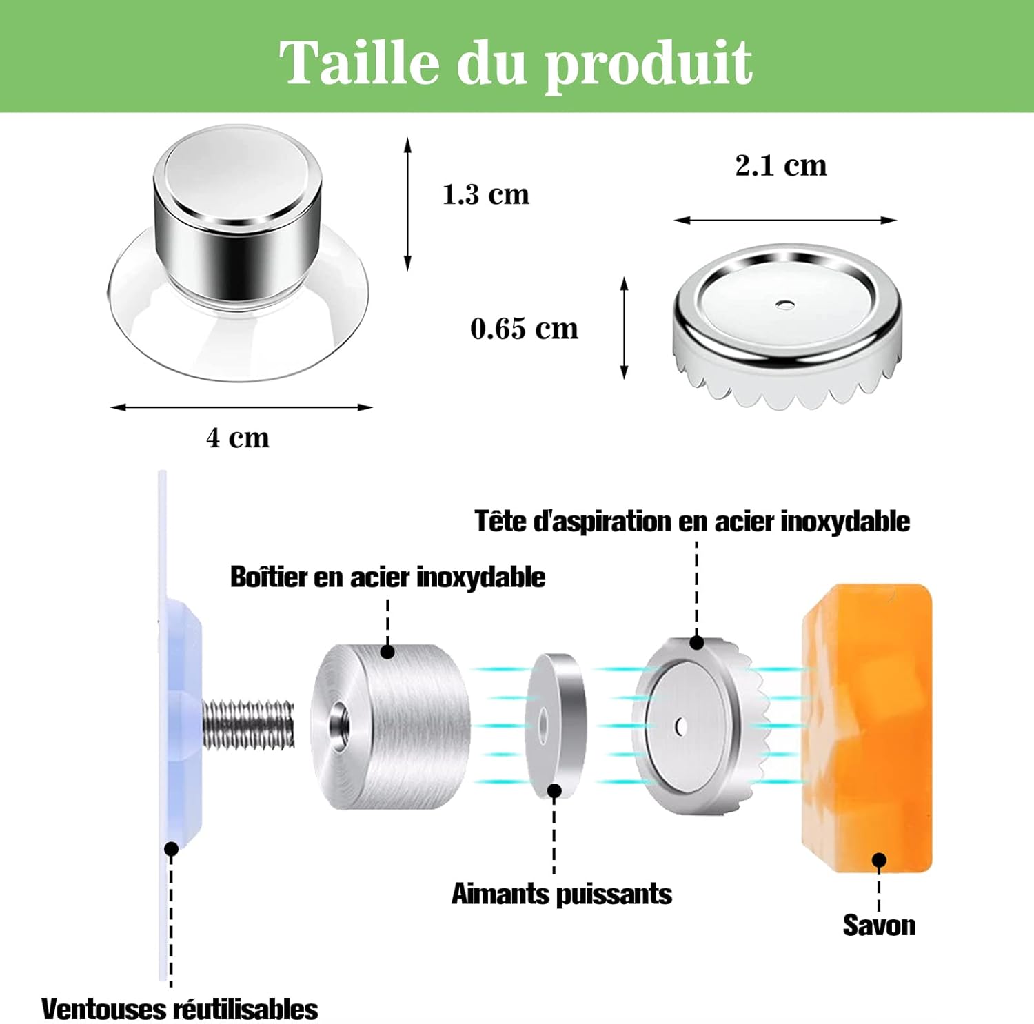 Jabonera magnética: fijación segura, sin taladros, para el baño y la ...