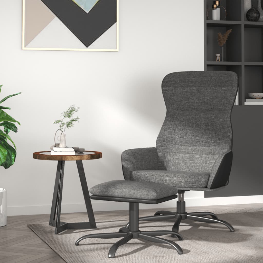 Chaise de relaxation avec tabouret Gris clair Tissu | Leroy Merlin