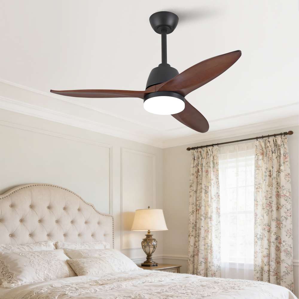 Ventilador techo 42 pulgadas negro, aspas madera arce maciza, motor DC ...