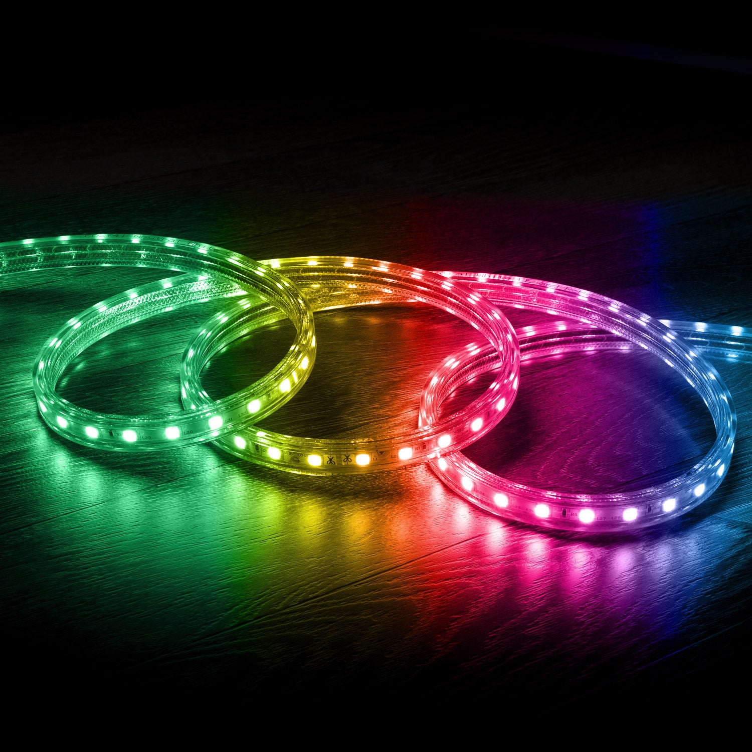 Ruban LED 220V AC 60LED/m RGB IP65 sur Mesure Largeur 16mm Coupe tous ...