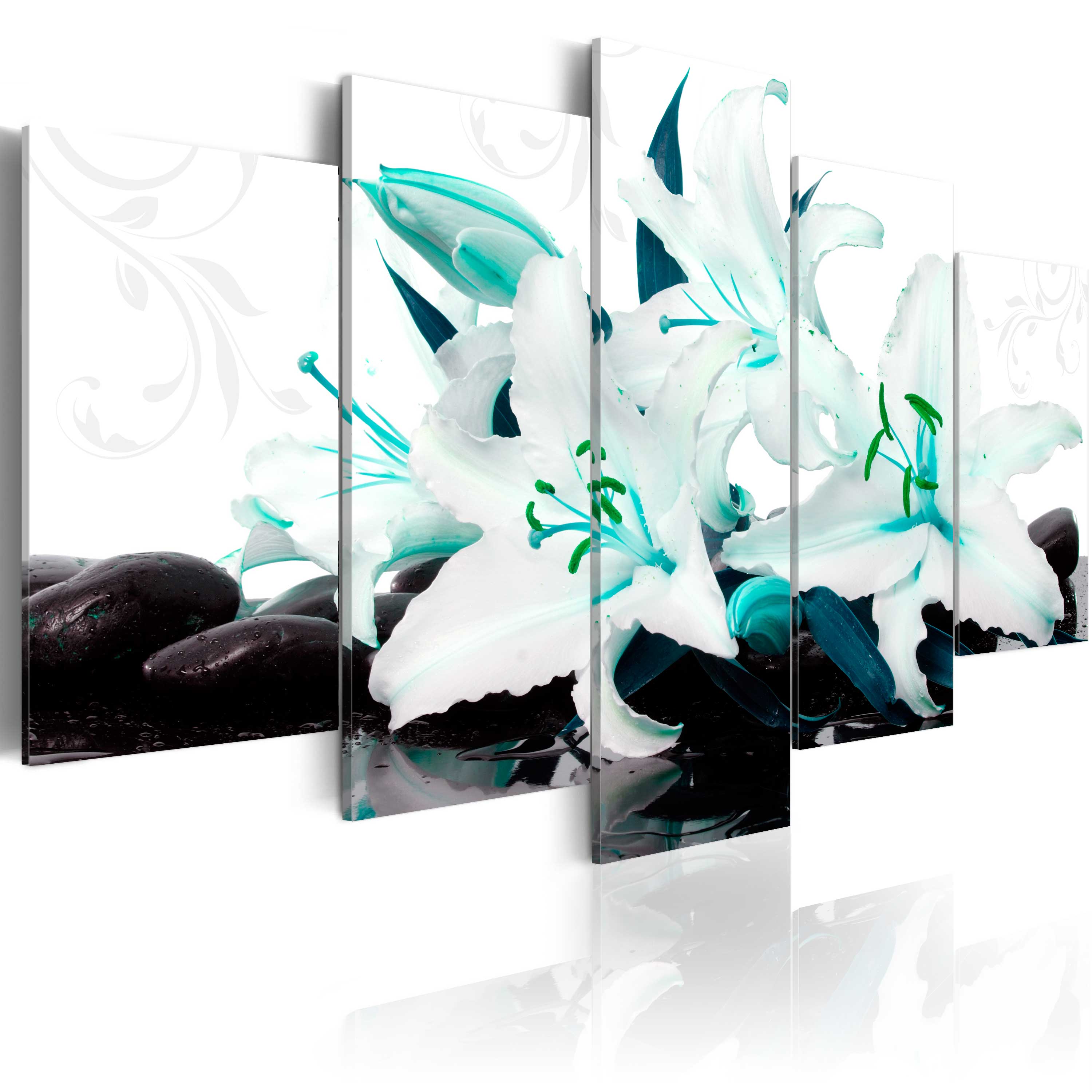 Tableau - Turquoise lilies and stones 200x100 cm | Leroy Merlin