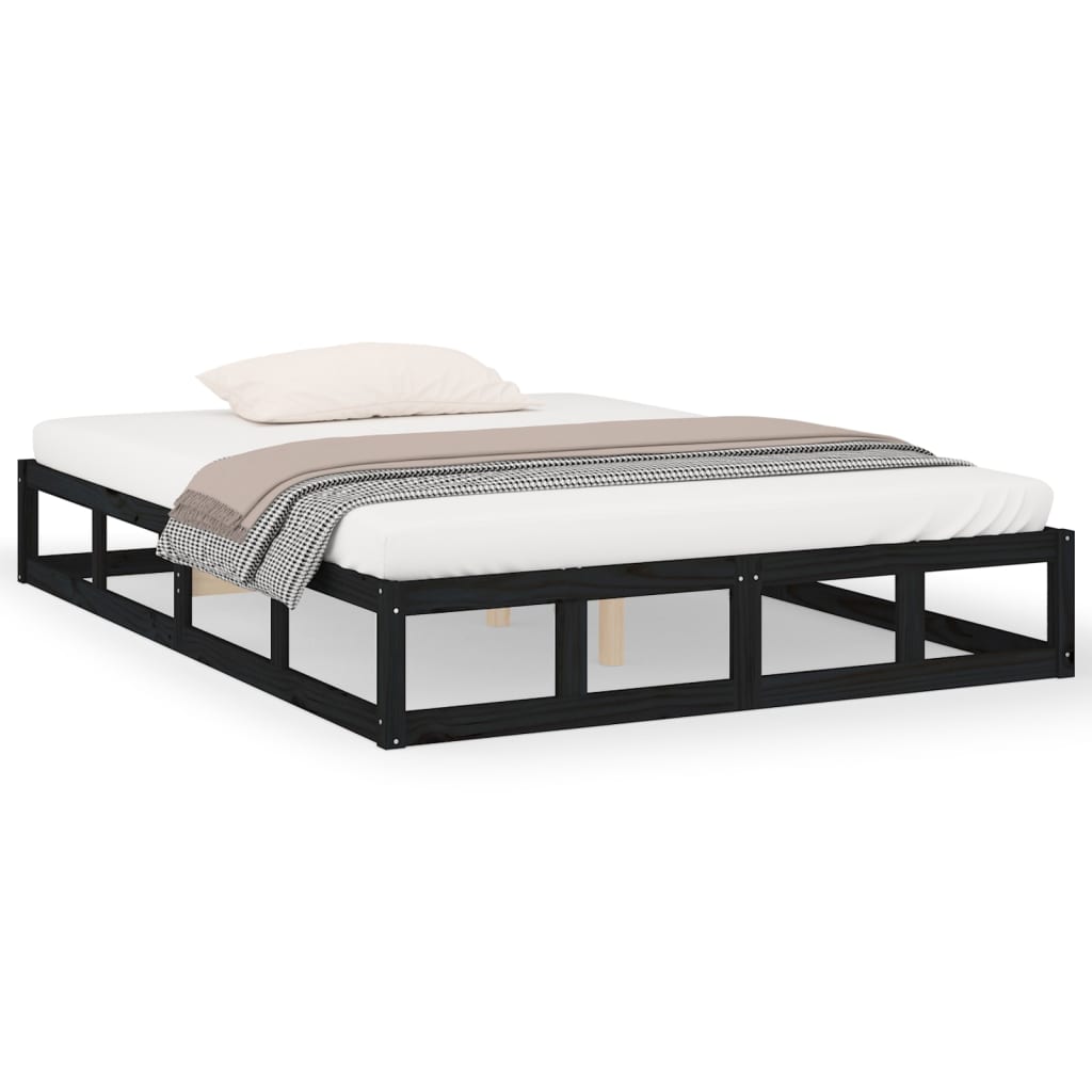 Lit double | Lit adulte | Cadre de lit Noir 140x190 cm Bois ...