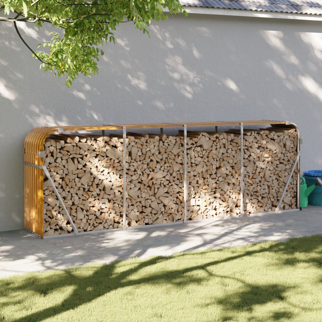 VidaXL Leñero de acero galvanizado marrón claro 300x45x100 cm | Leroy ...