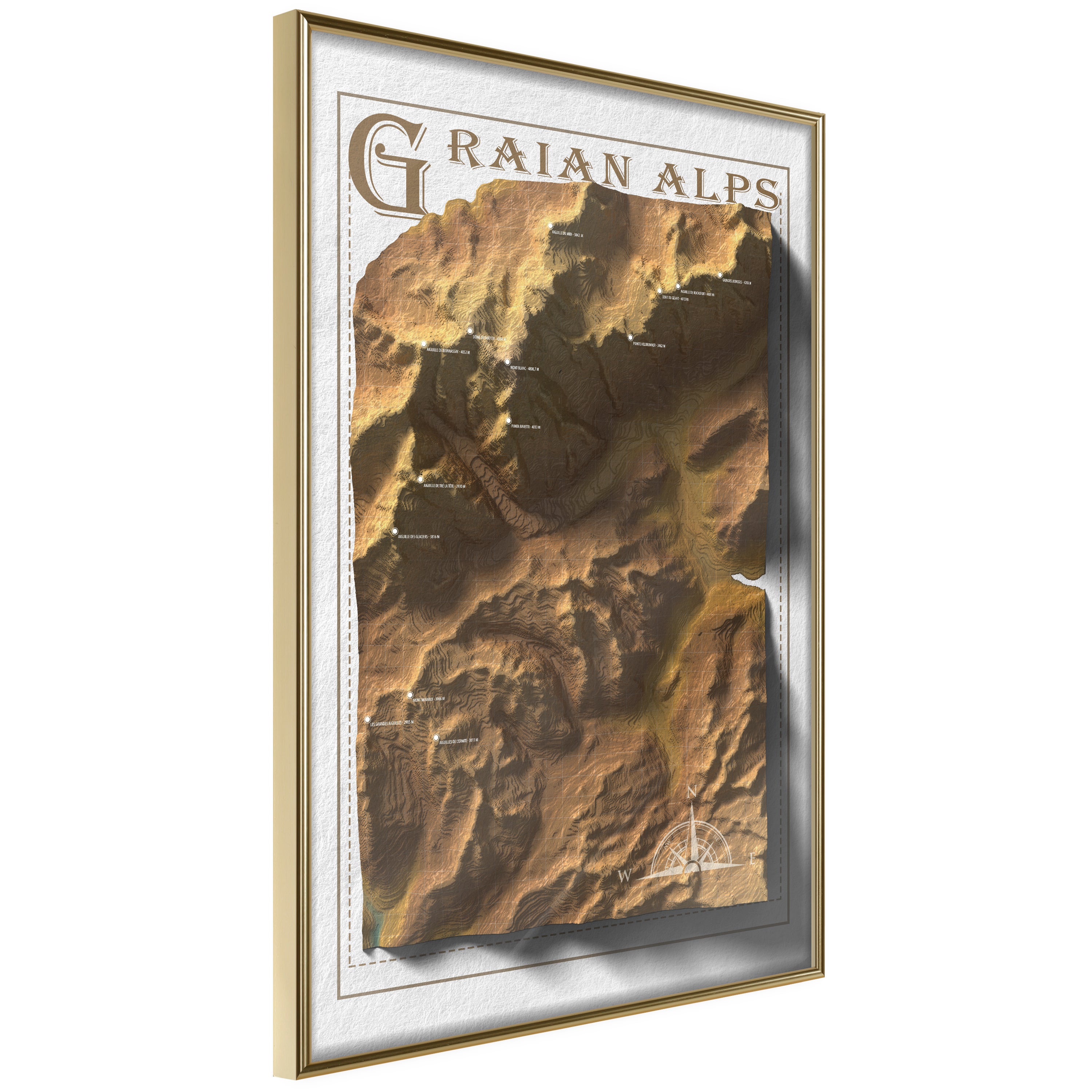 Poster et affiche - Raised Relief Map: Graian Alps - 40x60 | Leroy Merlin