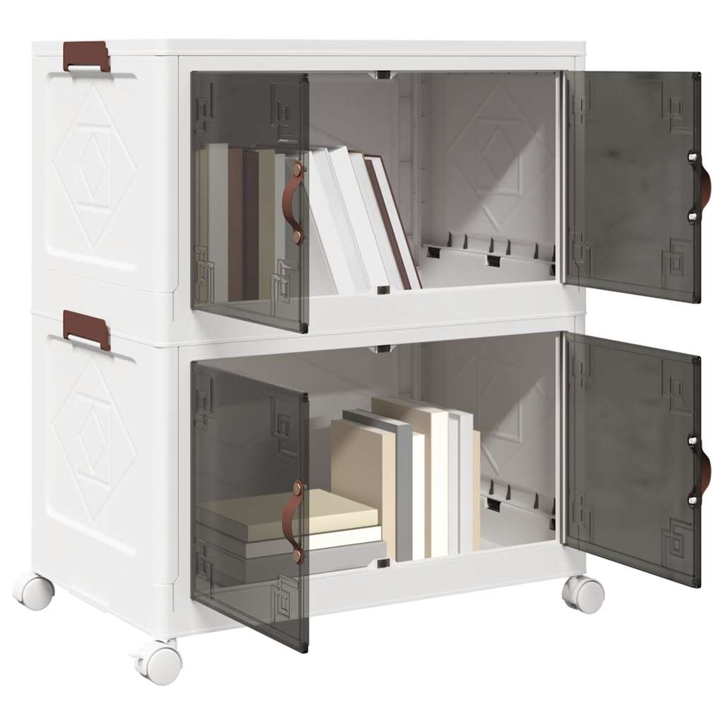 Maison Exclusive - Caja de almacenaje apilable con ruedas 2niveles 75 L ...