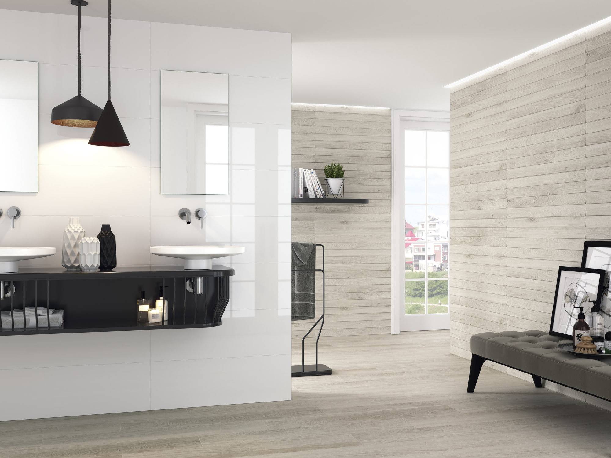 Carrelage Rect 30X90 All White - BLANC - 30 x 90 - Brillant | Leroy Merlin
