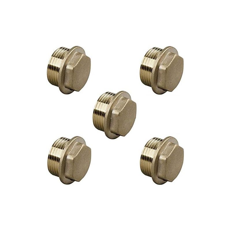 Lot de 5 Bouchon Mâle Laiton 1 1/4'' | Accessoire en laiton Aenor | Bouchon en laiton 1 1/4 ...