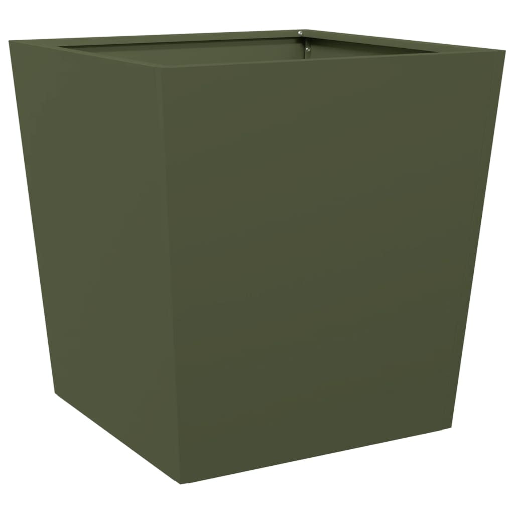 Jardinière | Pot de Fleurs vert olive 50x50x50 cm acier CFW44285 ...