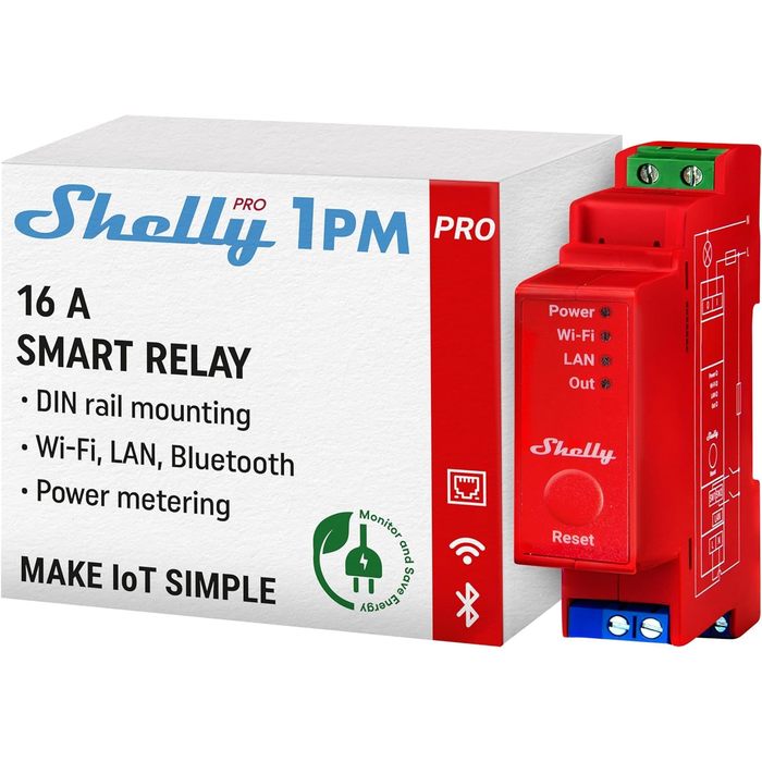 Shelly Pro 1PM - Relais professionnel connecté 16A - Interrupteur sans ...