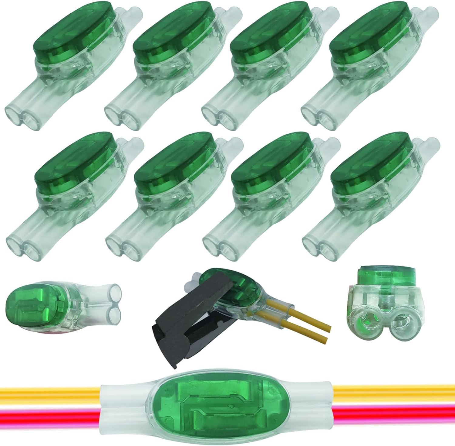 Conector telefónico, conector de cable U1B verde de 8 piezas, botón ...