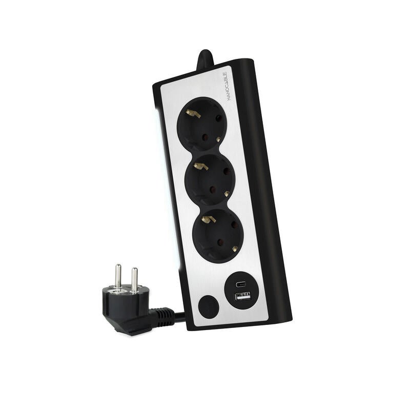 Multiprise de table avec 3 prises + 2 USB noirs | Leroy Merlin
