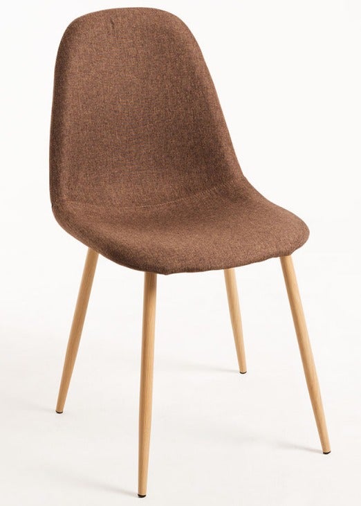 Chaise tissu marron et pieds métal effet bois naturel Kela | Leroy Merlin