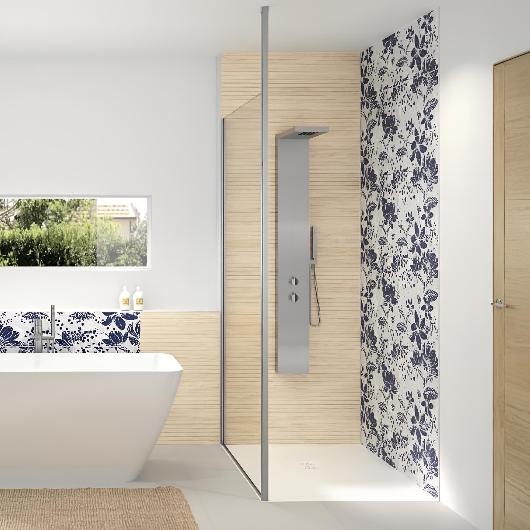 Panel de ducha de diseño Kinewall 125x202 cm en loza frangipani | Leroy ...