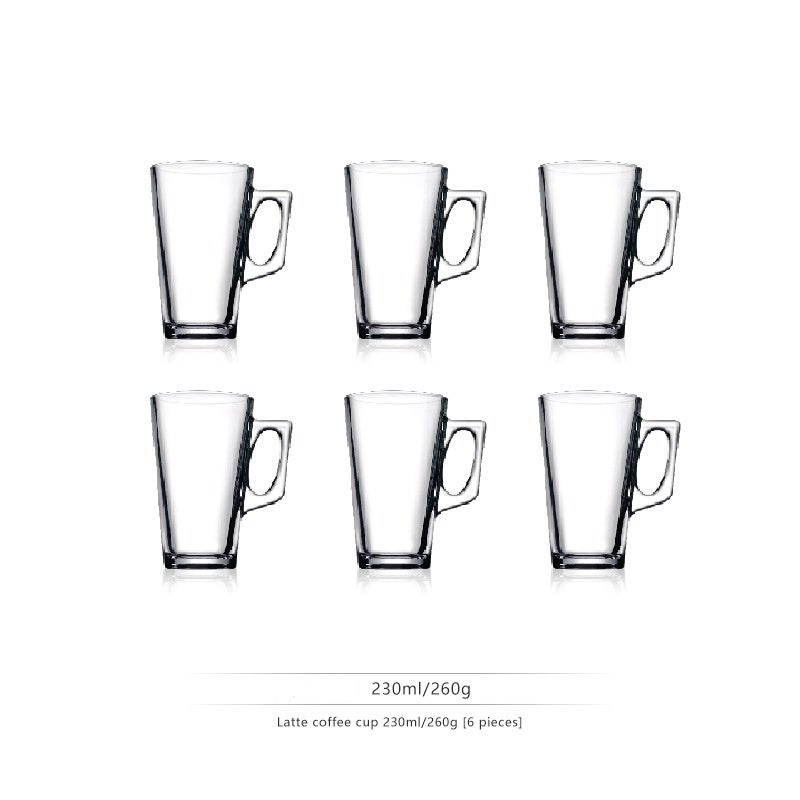 Set 6 tasses à déjeuner en verre micro-ondable Tasses à café 235ml ...
