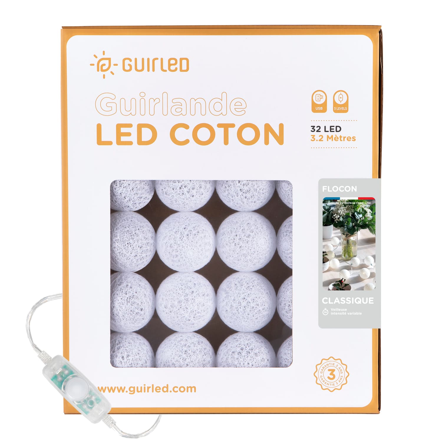 Cotton Led Usb String Light - 2h Baby Nightlight - Dual Usb 2a Mains ...