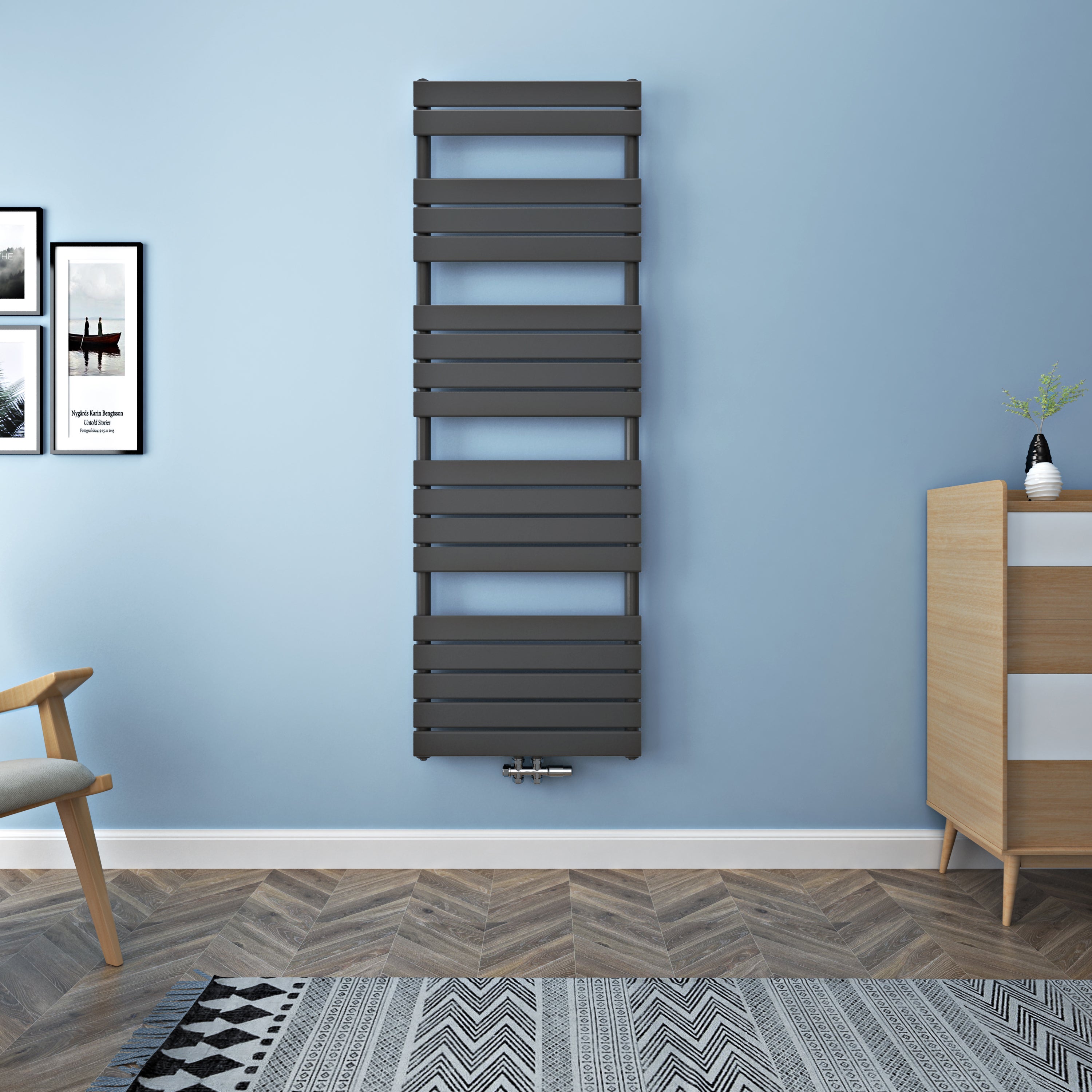 Radiateur eau chaude vertical anthracite acier classique basse ...