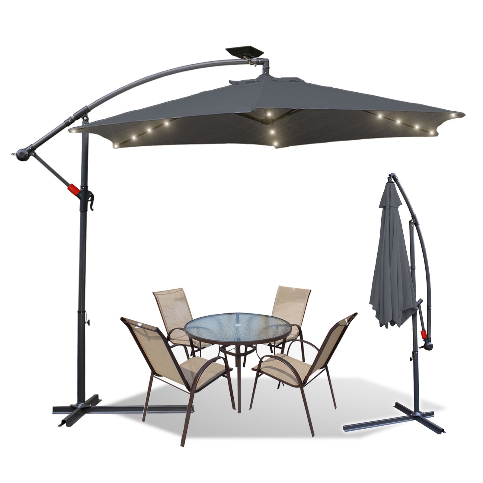 Parasoles con LED Parasol de aluminio Parasol de jardín giratorio ...