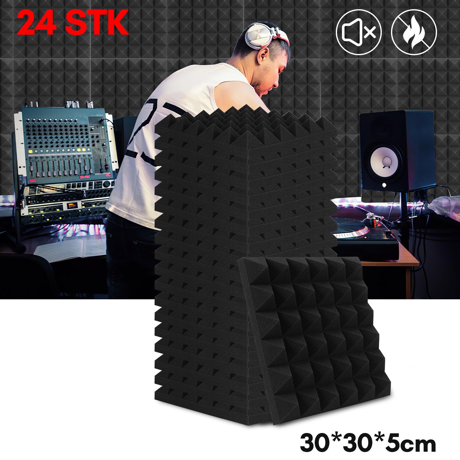 Lot De 24 Panneaux Acoustiques 30x30x5 Pouces En Mousse Acoustique D ...