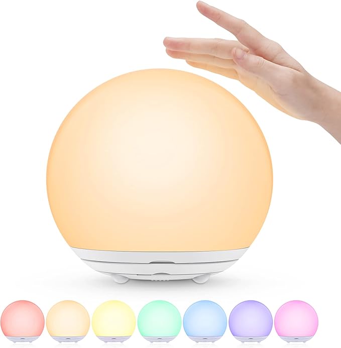 Veilleuse Enfant Rechargeable USB, Lumière Chaude Dimmable & 7 Couleurs, Tactile avec Minuterie ...