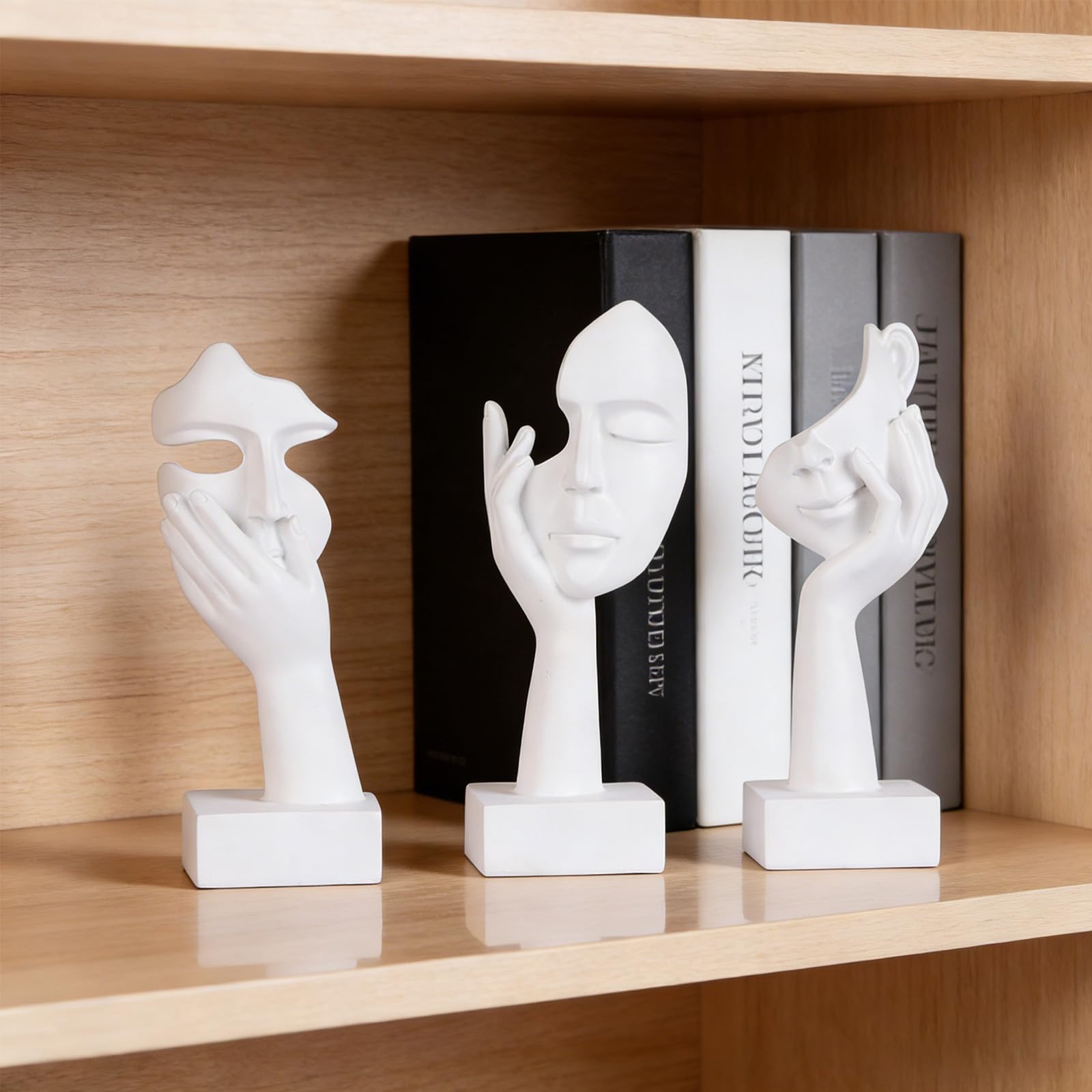 Lot de 3 Petites Statues de penseur – Figurines Blanches abstraites ...