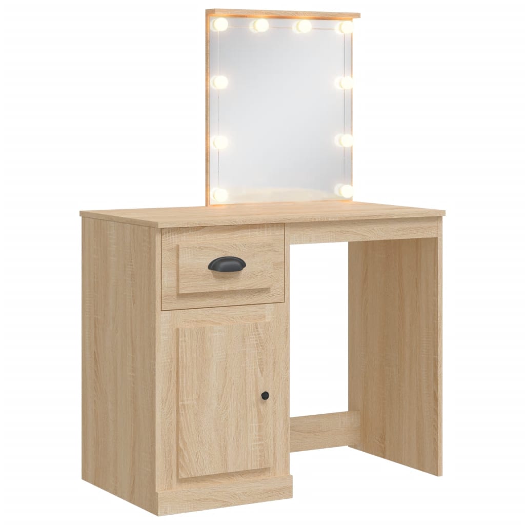 Tocador | Mesa tocador | Tocador de Maquillaje con luces LED roble ...