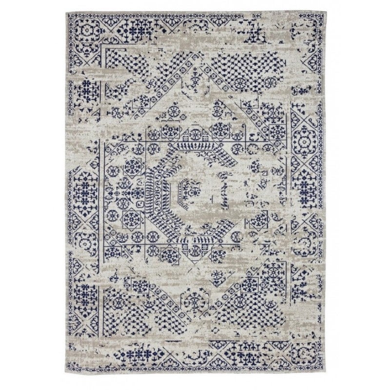 Tapis moderne en coton Bombay bleu 160x230 cm | Leroy Merlin