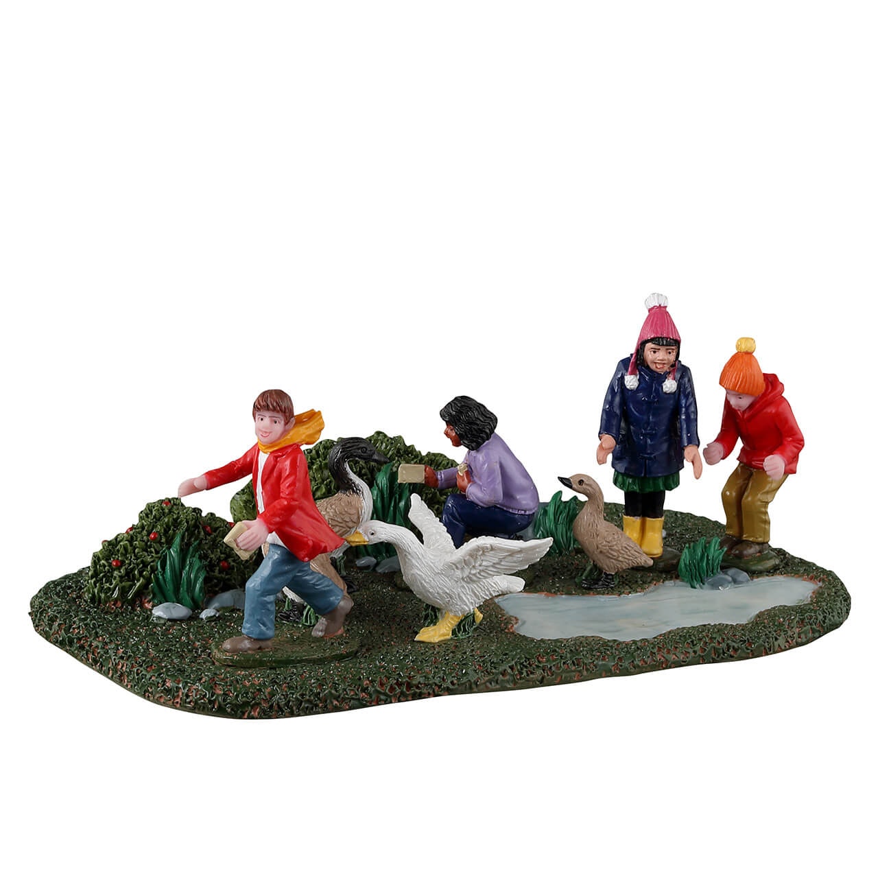 Decoración "Pato Pato Ganso" para pueblo navideño y belén, en resina h 9 cm / Título ...