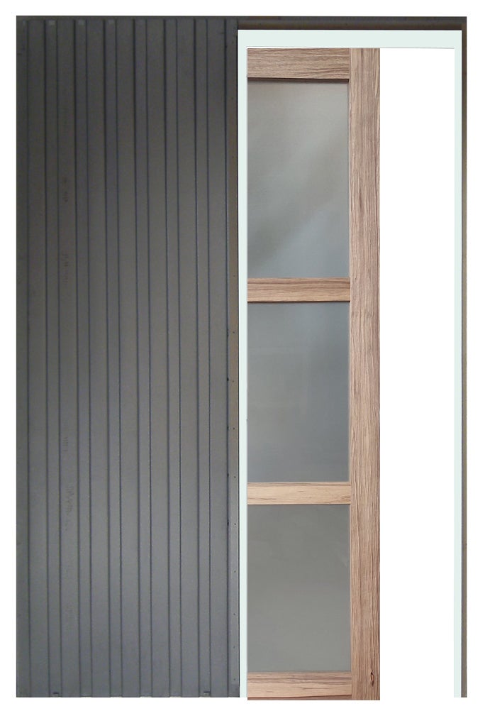 Porte Coulissante Frake Vitree H204 X L73 + Systeme De Galandage Et Kit ...