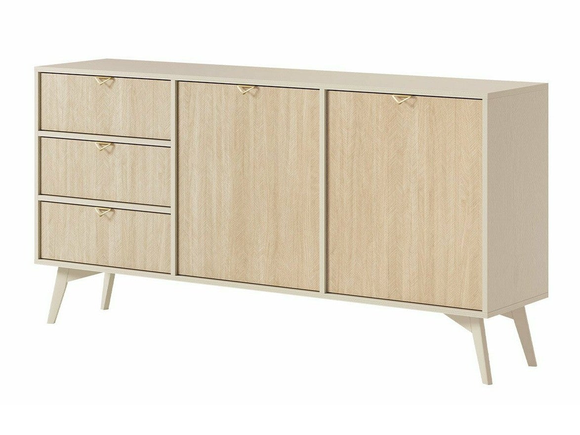 Cómoda Lima P100, De color marrón claro, Beige, Con cajones y puertas ...