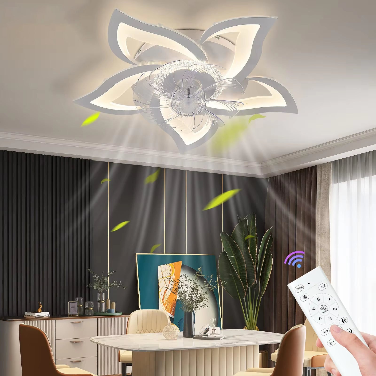 Ventilateur de plafond 69 cm avec lampe, télécommande/application ...