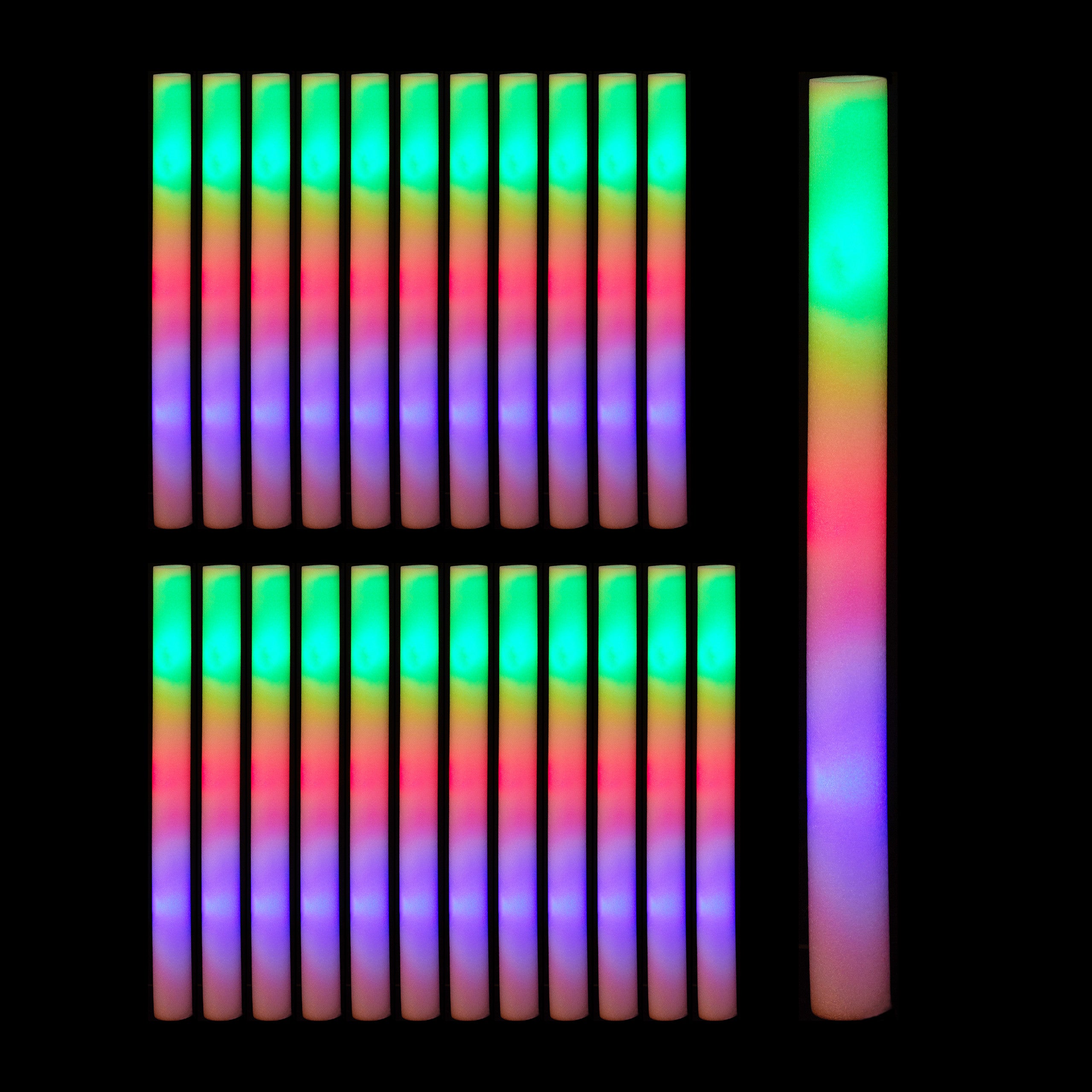 Bâton lumineux LED, lot de 24, bâtonnets clignotants en mousse, 3 modes ...