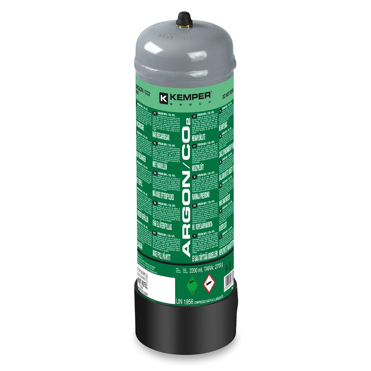 Cilindro de gas argón+CO2 110 Bar 2,2 Litros KEMPER Soldadura MIG ...
