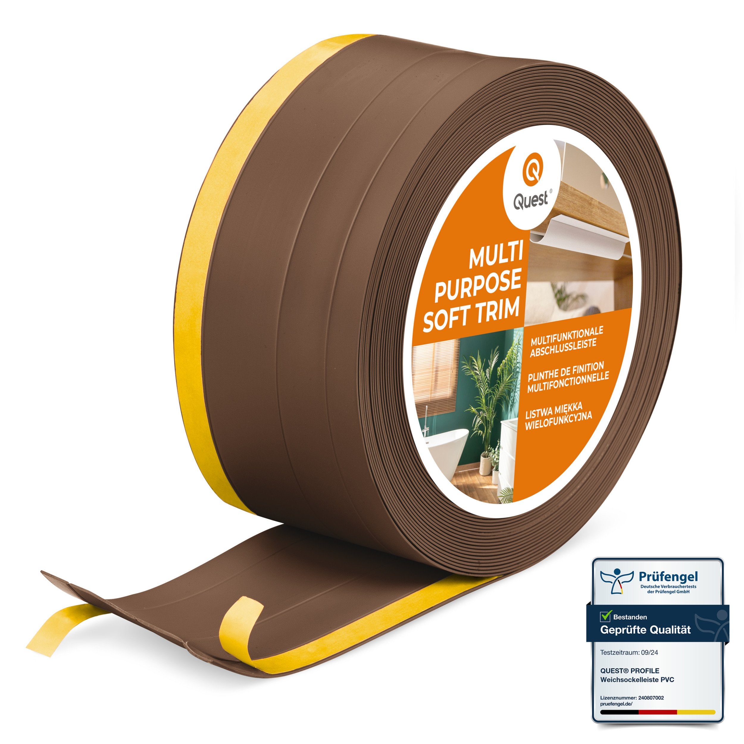 QUEST Plinthe de finition W2 en PVC 4-en-1 120mm, 10m, baguette ...