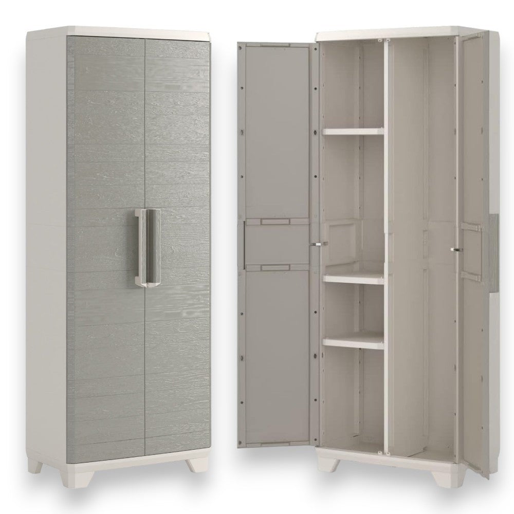 Keter Linear Wood armario de resina para exterior con 2 puertas con ...