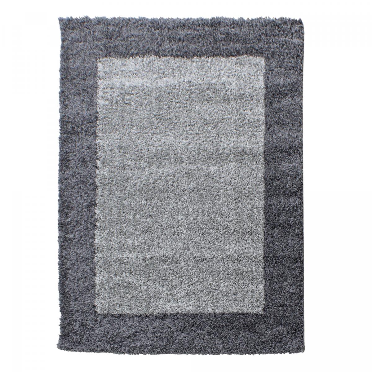 Tapis poils longs shaggy 80x250 rectangle tissé gris clair et gris foncé | Leroy Merlin