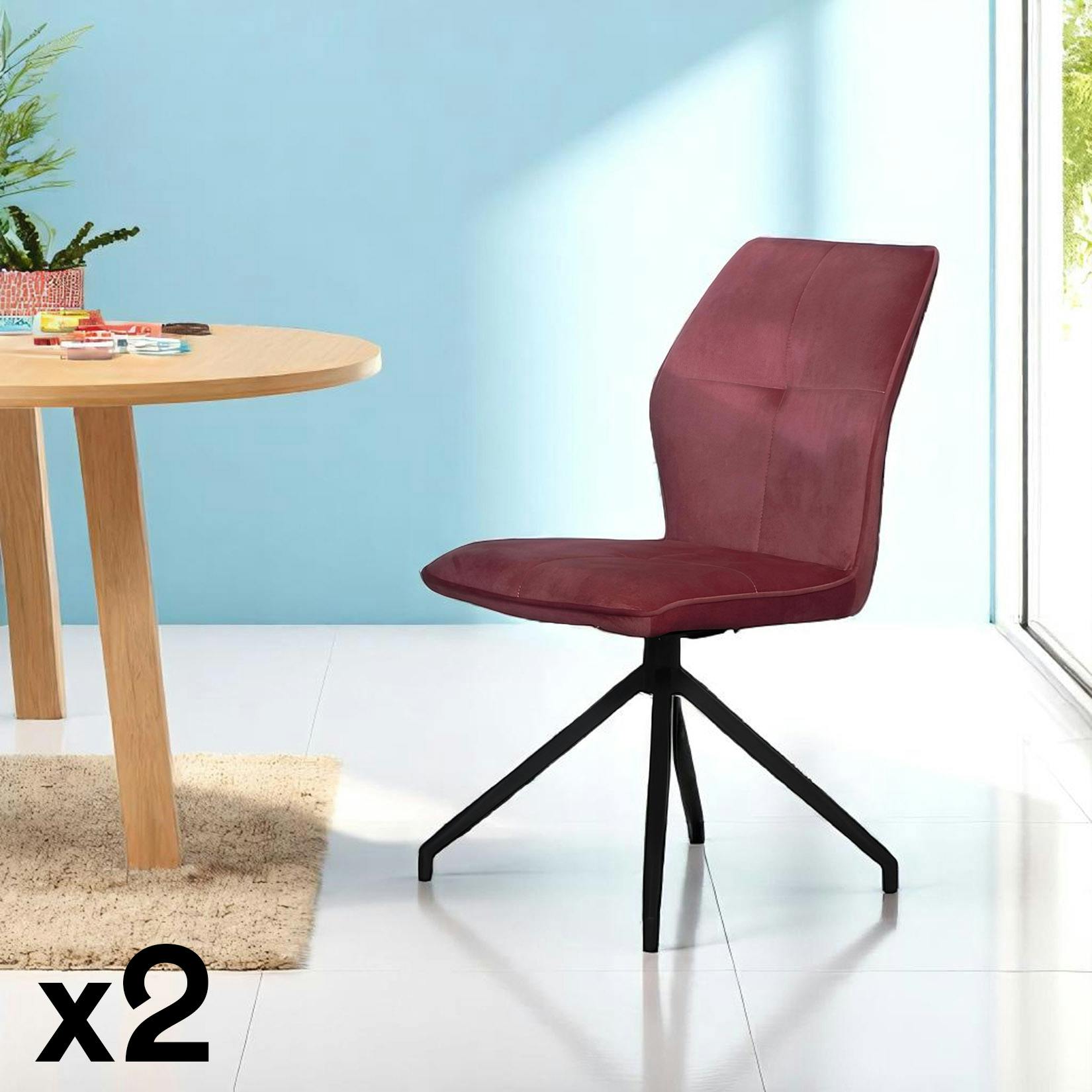 Chaise pivotante rose en velours patiné avec poignée (lot de 2 ...