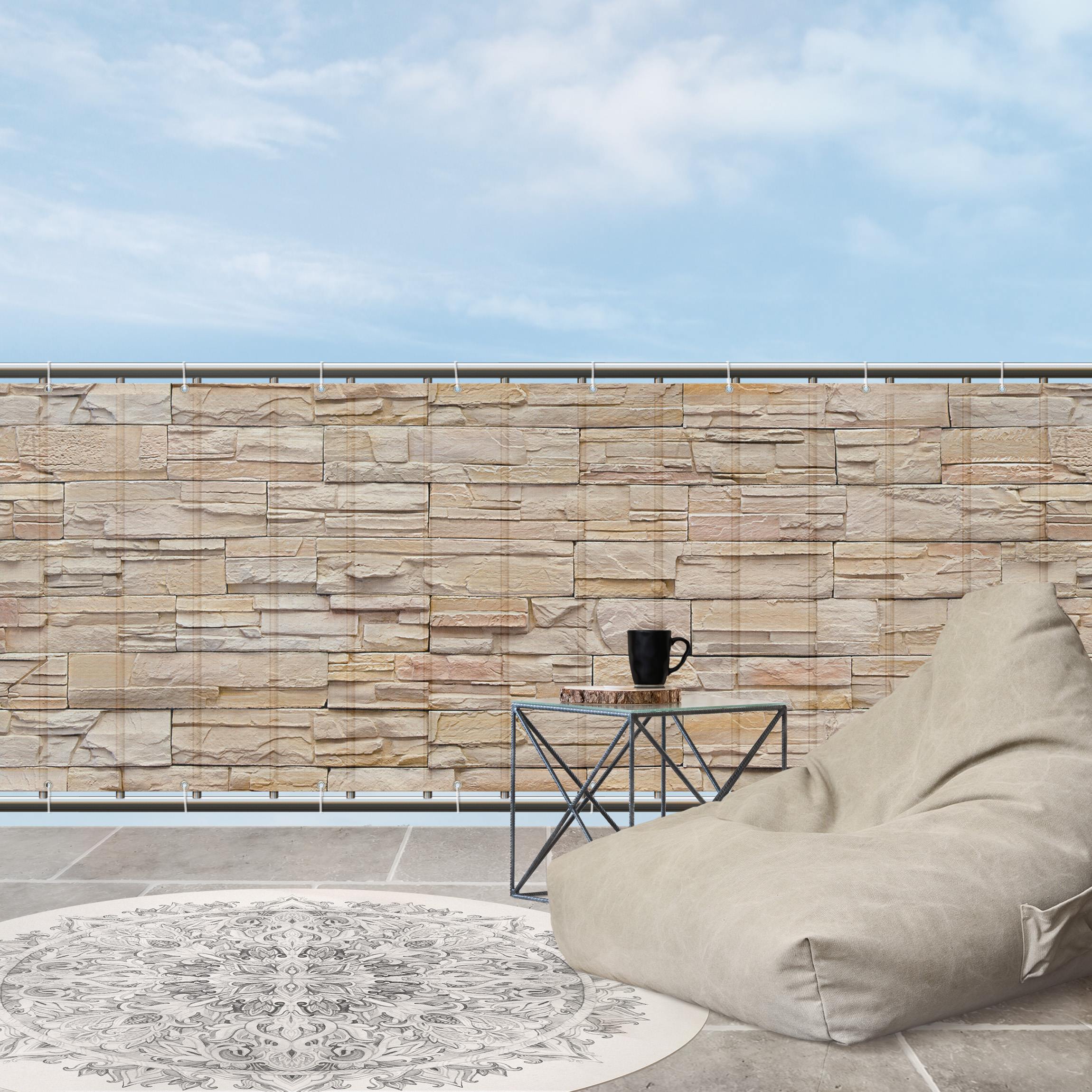 Brise-vue pour balcon - Asian Stonewall - Grand mur de pierre claire en ...