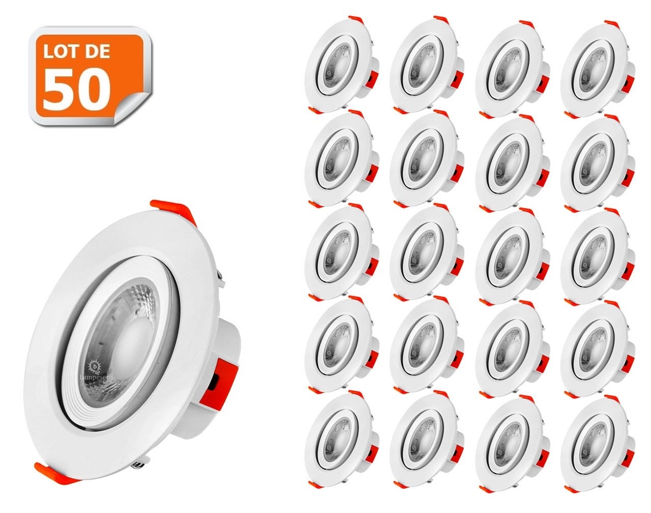 Lot de 50 Spot LED encastrable pour plafond 5W Blanc Neutre ...