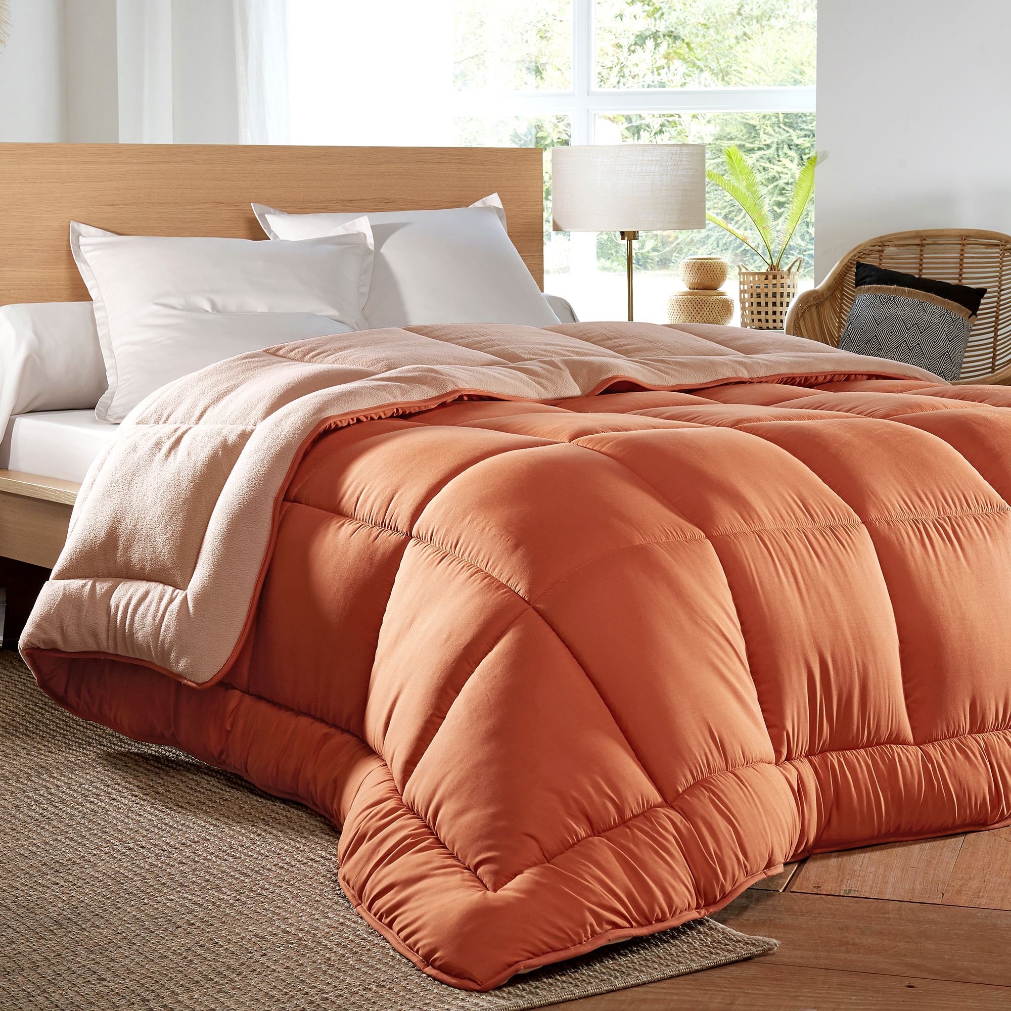 Couette très chaude MICROFIBRE/POLAIRE 200x200 orange cuivré en ...
