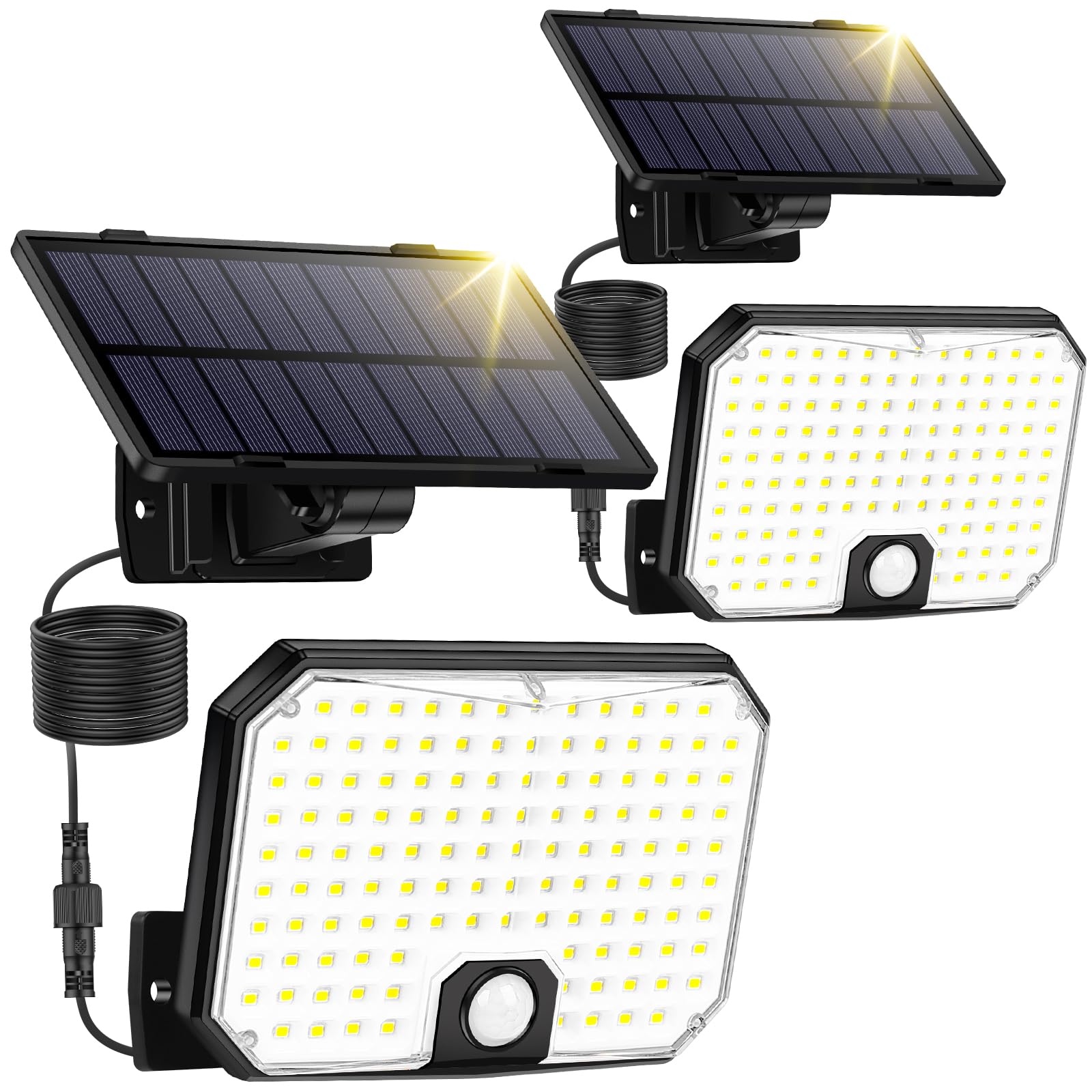 Paquete de 2 luces solares para exteriores, 124 luces LED con sensor de ...