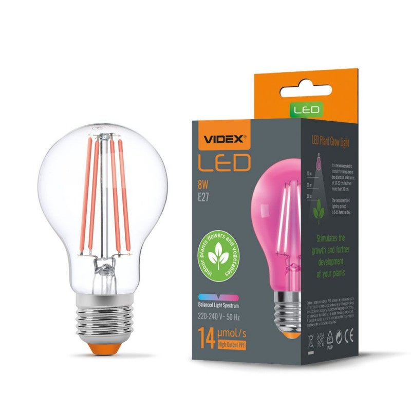 Ampoule LED croissance plantes A60 E27 8W 1200K Videx | Leroy Merlin