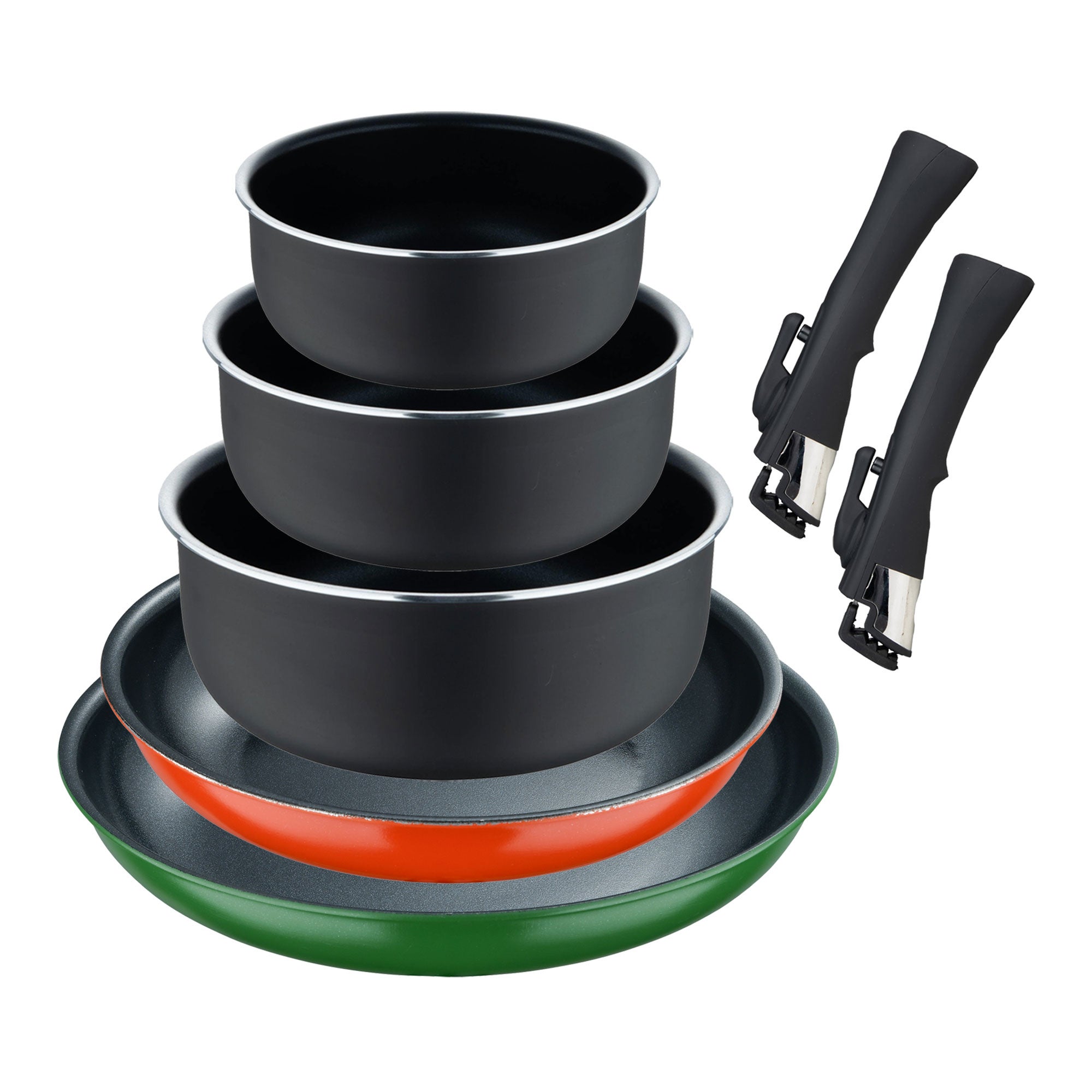 Set de Sartenes Ø22Ø26cm y 3 Cazos con Mangos extraíbles Click&Cook ...