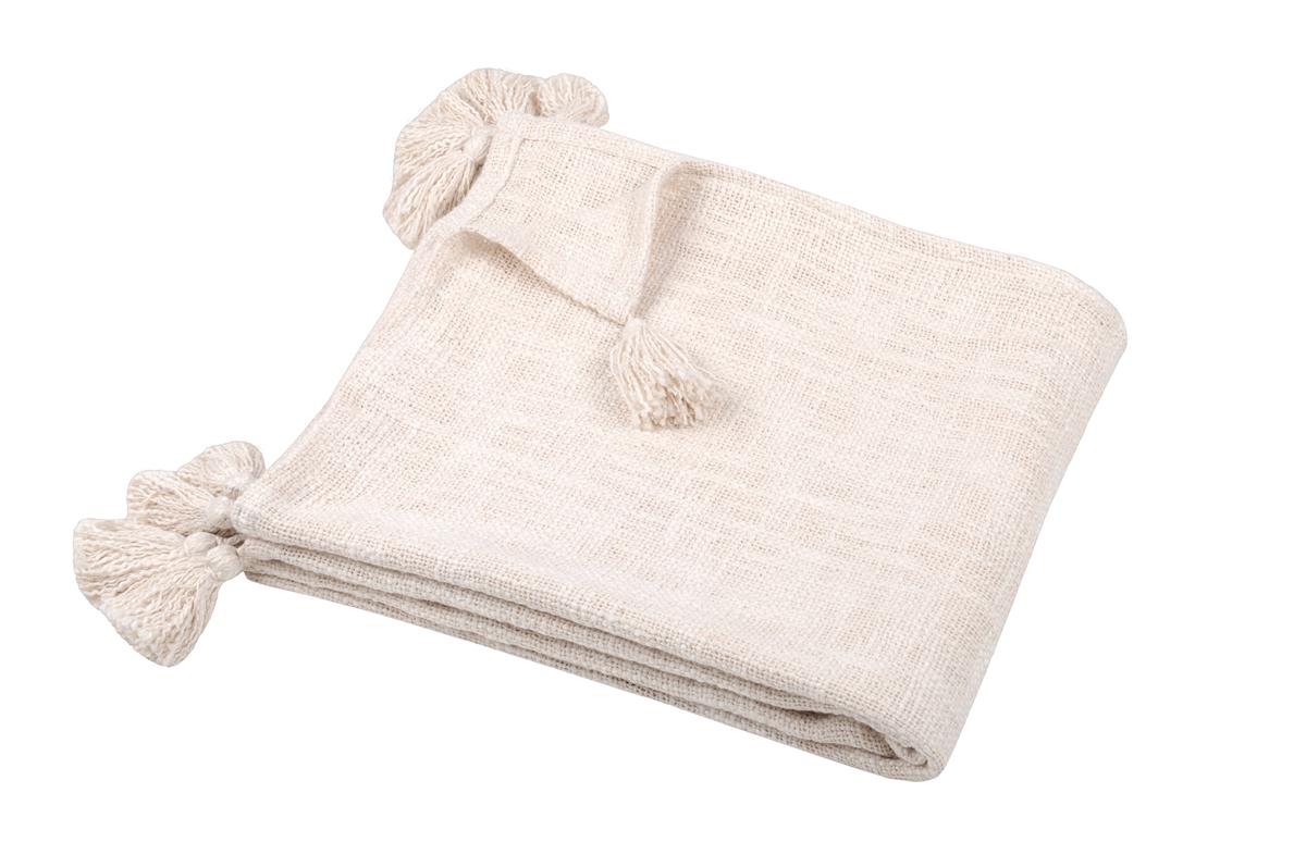 Plaid 125x150 cm Sanchez écru coton | Leroy Merlin