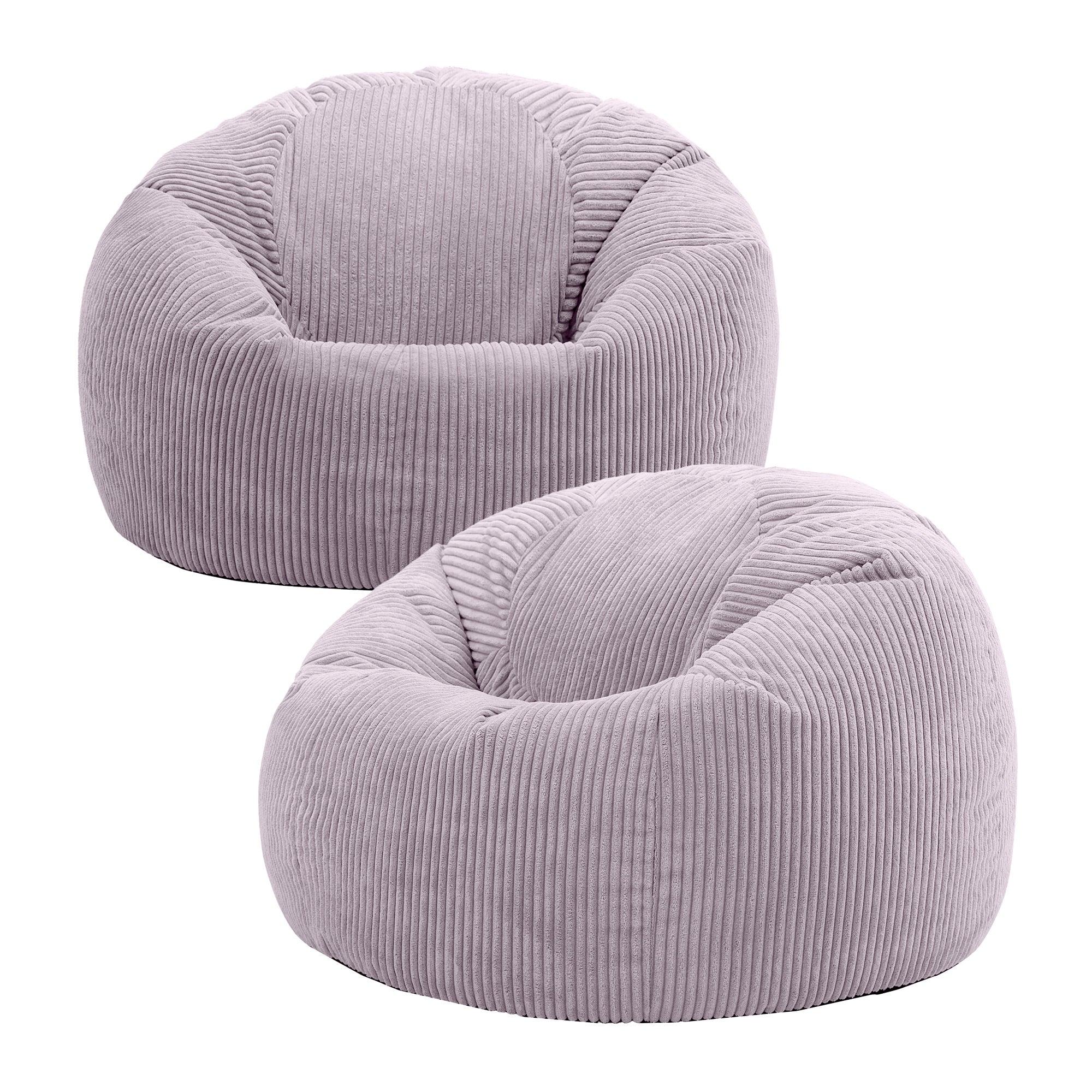 Conjunto de 2 pufs Icon de pana violeta lavanda, salón, dormitorio ...