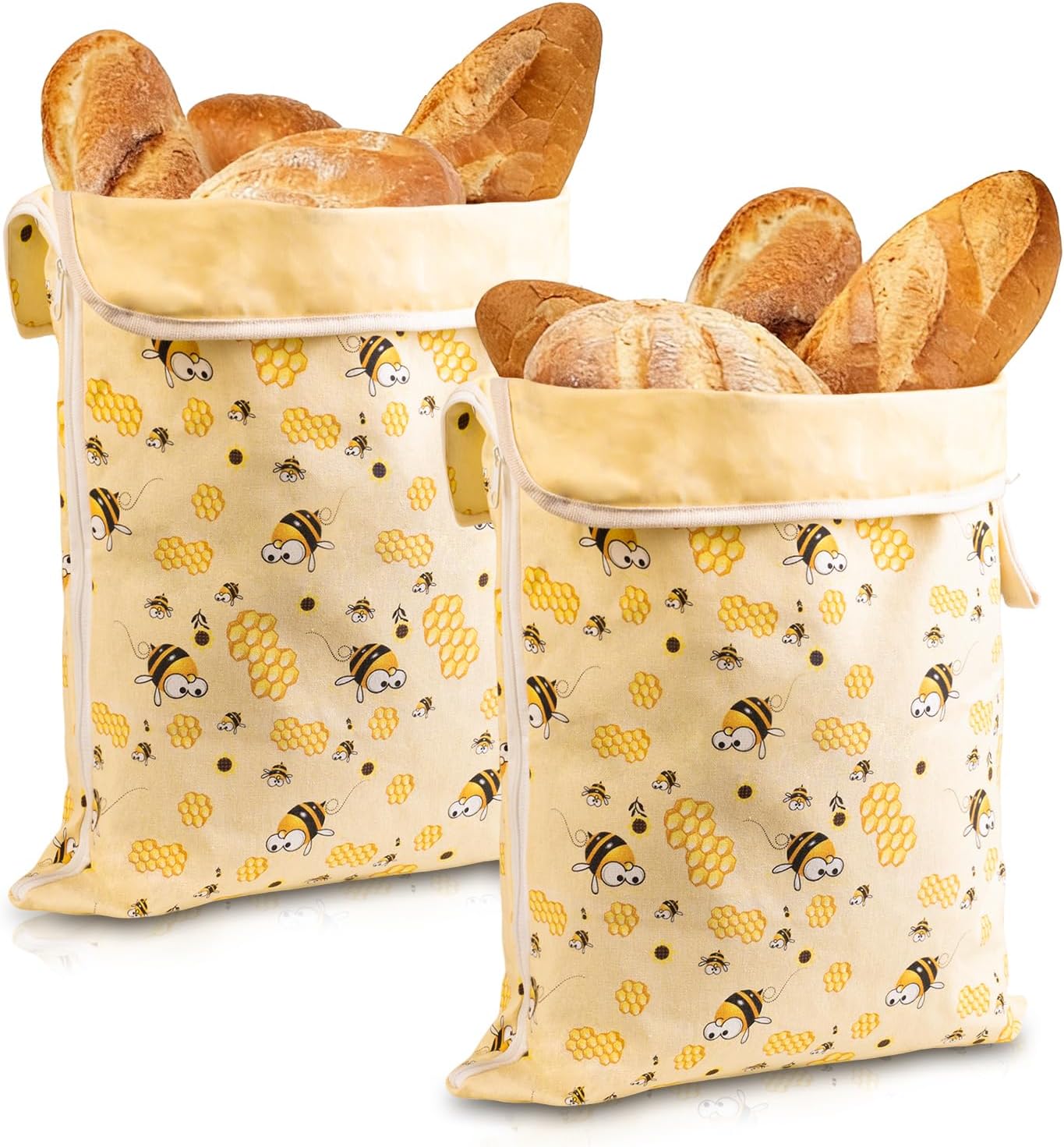 Deux sacs à pain en cire d'abeille pour conserver le pain fait maison ...
