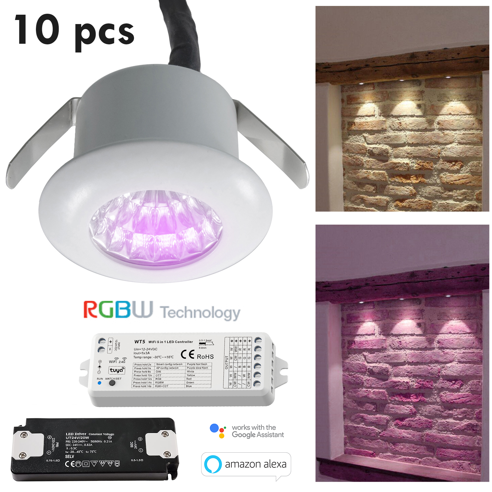 Set 10 PCS Mini spot LED RGB SPOT encastré 25mm 2W 24V unité de ...