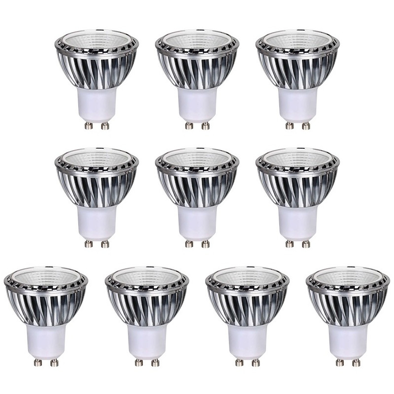 Lot de 10 Ampoules LED GU10 5W équivalent 50W COB - Blanc Chaud 2700K | Leroy Merlin