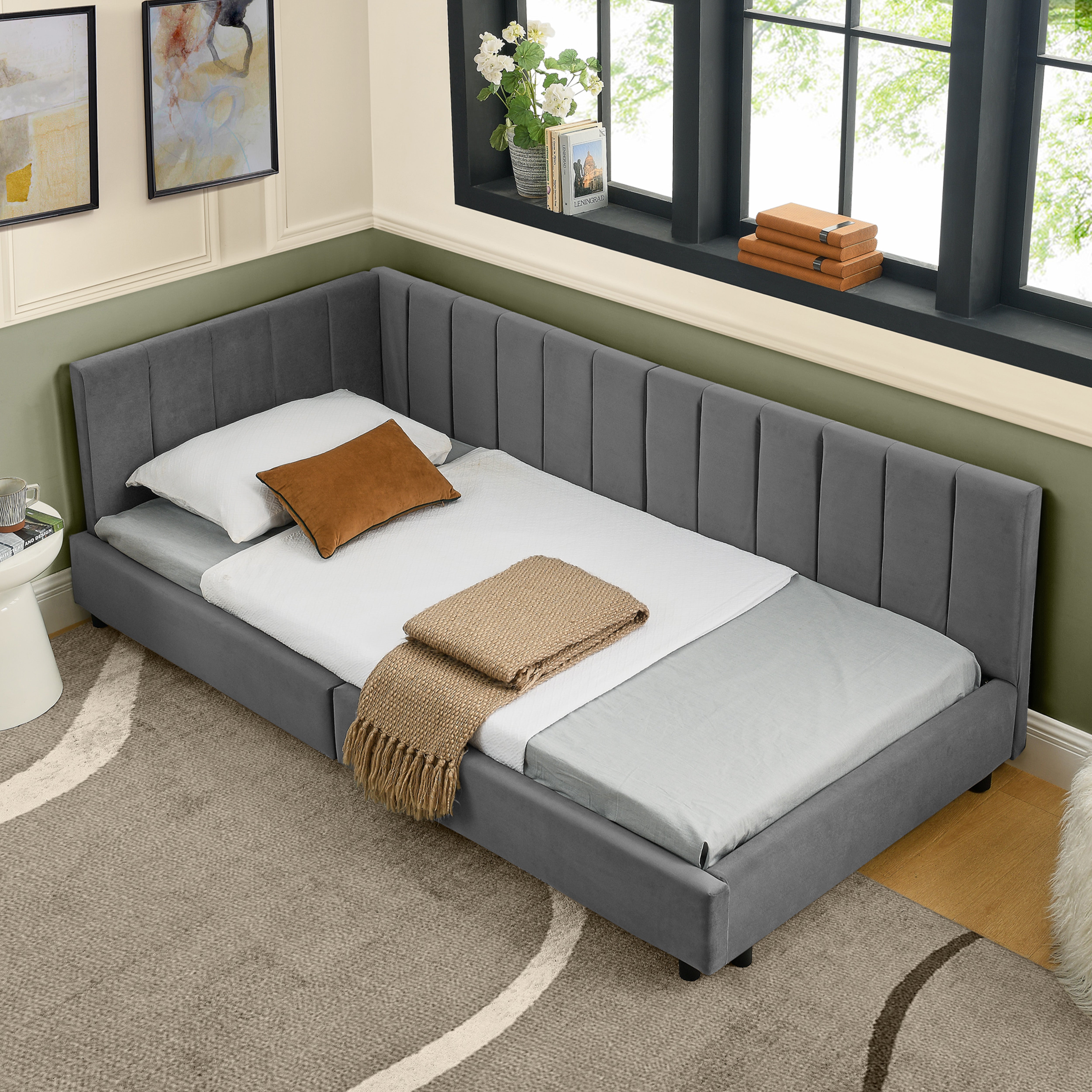 Lit Banquette 90x200 cm , Lit Banquette Simple Enfant avec Velours Doux ...