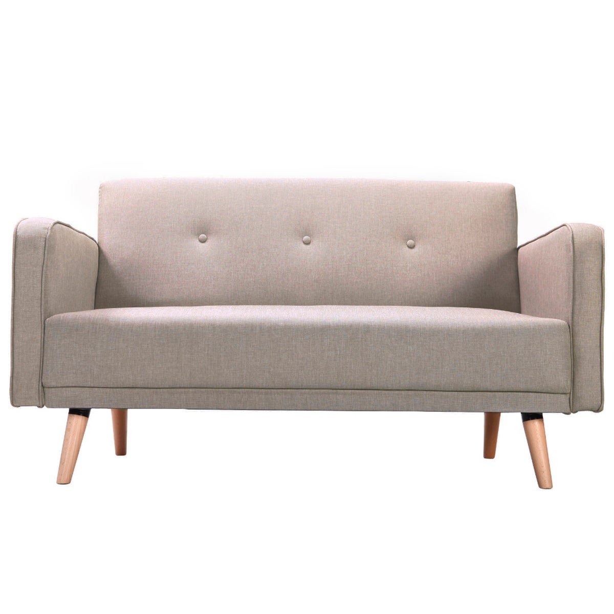 Canapé scandinave 2 places en tissu beige et bois clair ULLA | Leroy Merlin